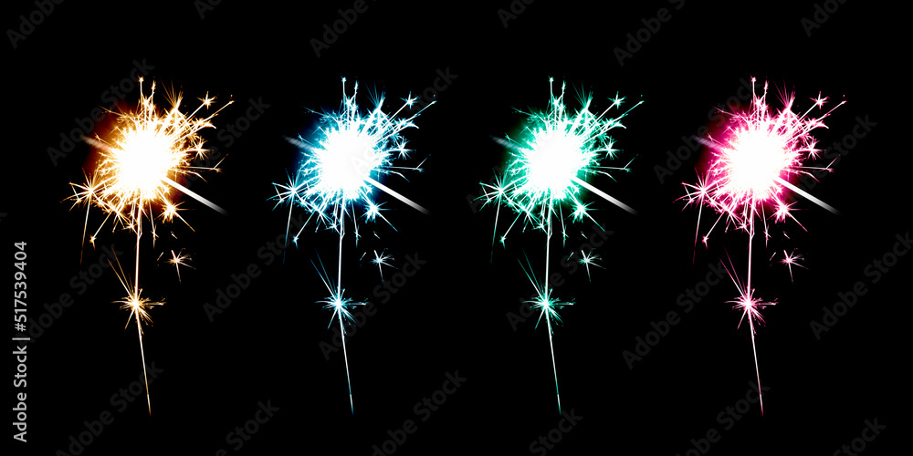 ภาพประกอบสต็อก Sparkling sparkler on a black background. Fireworks ...