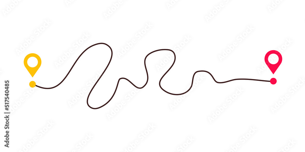 Vetor de Complicated way and simple path from point A to B. Plans and ...