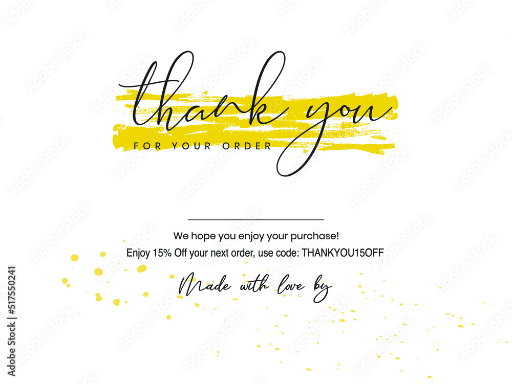 Thank You Card. Thank you for your order card design. Thank you card ...