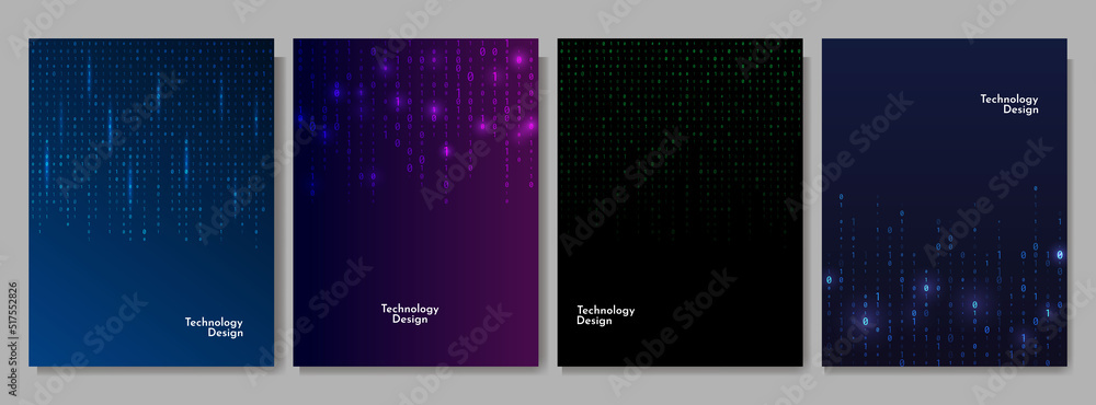 Vector illustration. Binary code dark background. Software programming ...