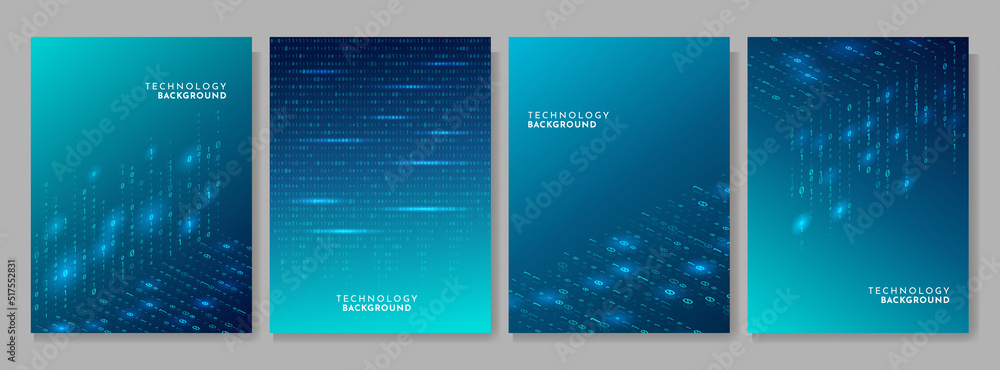 Vector illustration. Binary code background. Software programming concept. Glowing numbers and ...