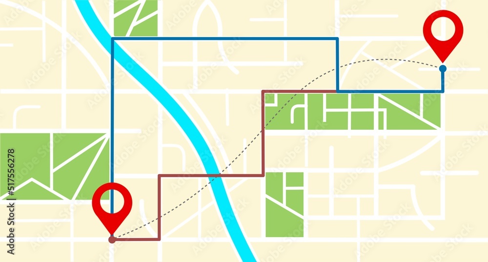 Navigation map, pin, location icon. The location of the pointer on the ...