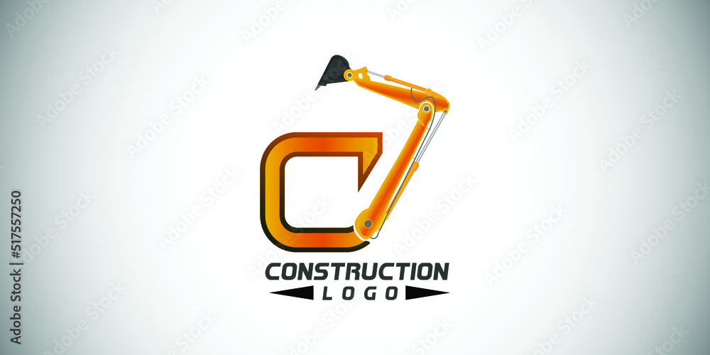 C letter construction logo with Excavator design Stock Vector | Adobe Stock