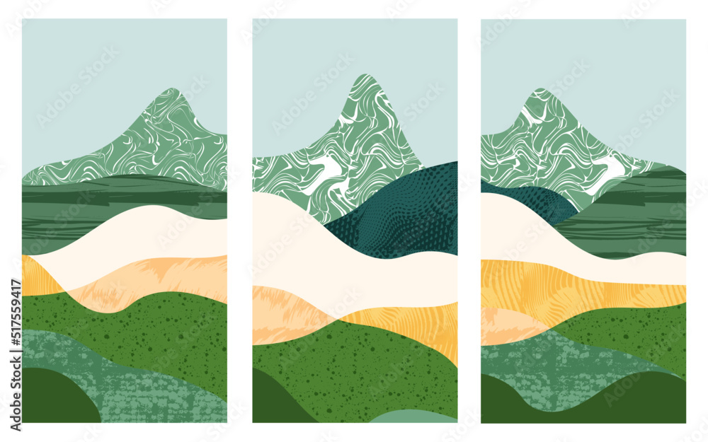 Abstract green field or wave eco farm background. Nature landscape ...