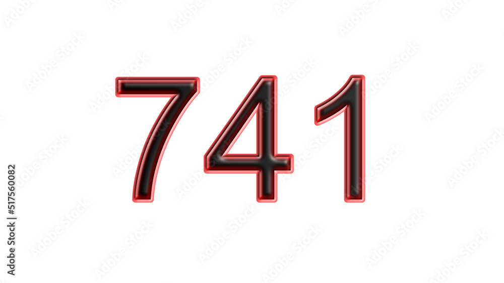 red 741 number 3d effect white background Stock Illustration | Adobe Stock