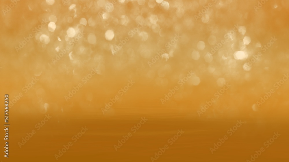 Abstract golden orange Christmas bokeh glitter background. Concept 3D ...