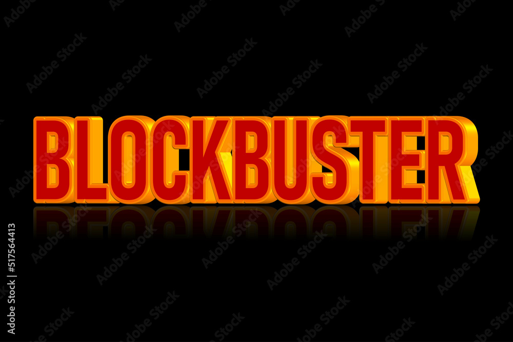 3D retro sign of Blockbuster movie concept on black background Stock ...