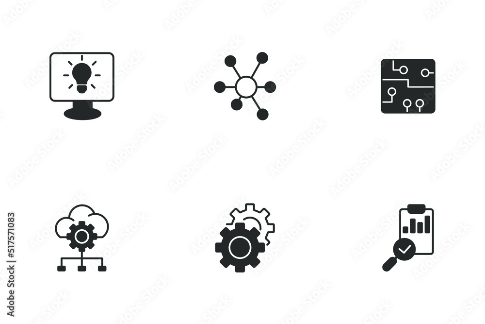 about machine learning icons set . about machine learning pack symbol ...