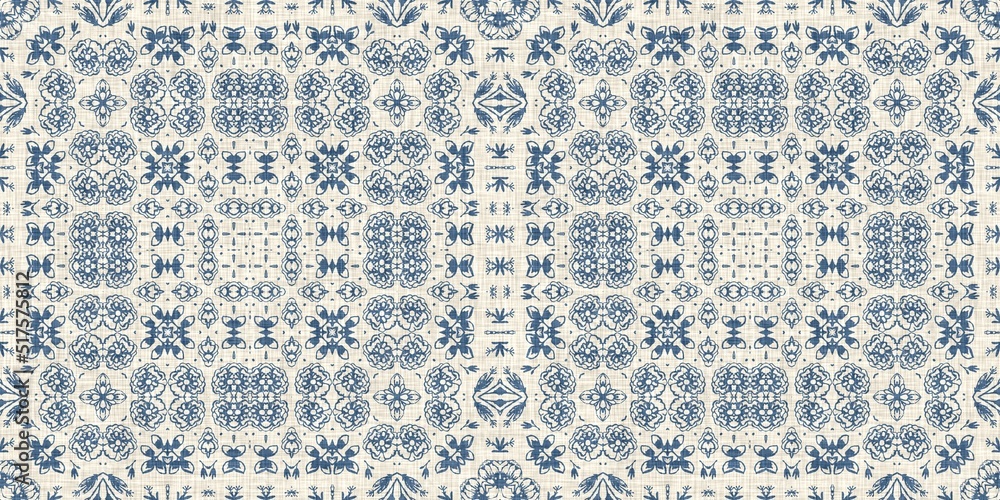 French blue floral french printed fabric border pattern for shabby chic ...
