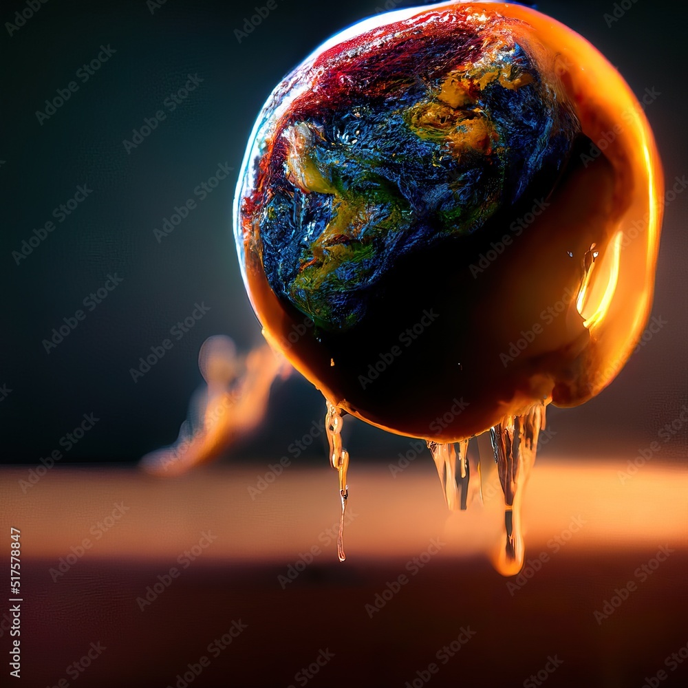 Earth melting from global warming climate change from C02 carbon dioxide and greenhouse gas ...