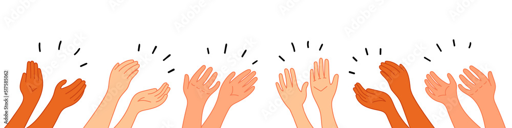 Applause hands set on doodle style. Human hands sketch, scribble arms ...
