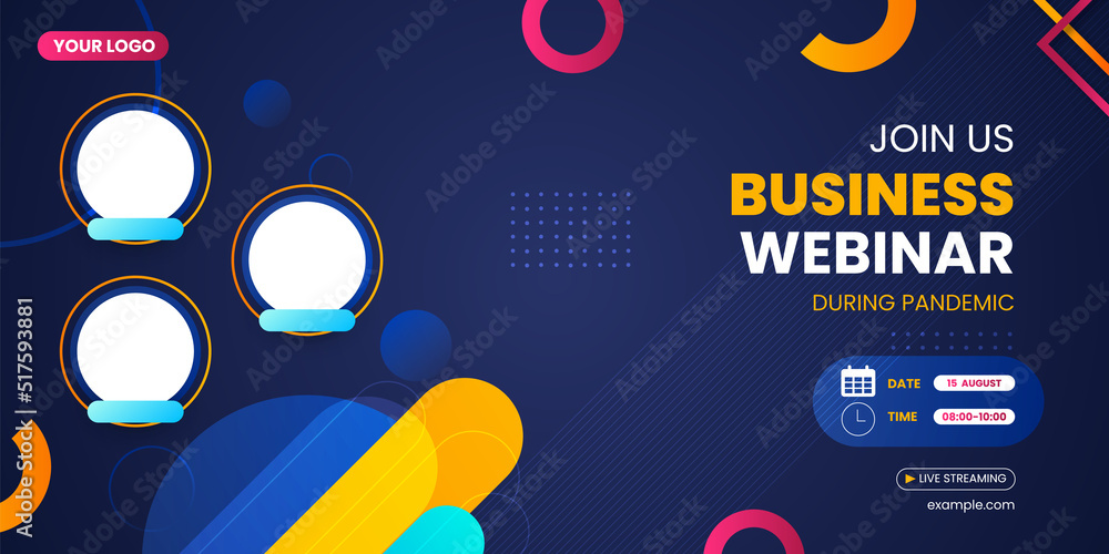 Business webinar horizontal banner design. Modern banner design with ...