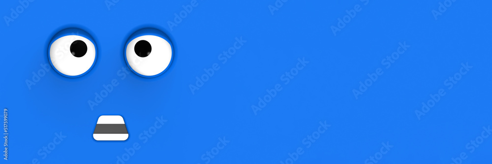 Blue face of cute character. Cute face. stupid face. emotion surprise ...