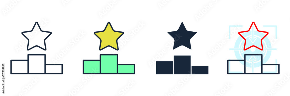 podium with star icon logo vector illustration. ranking symbol template ...