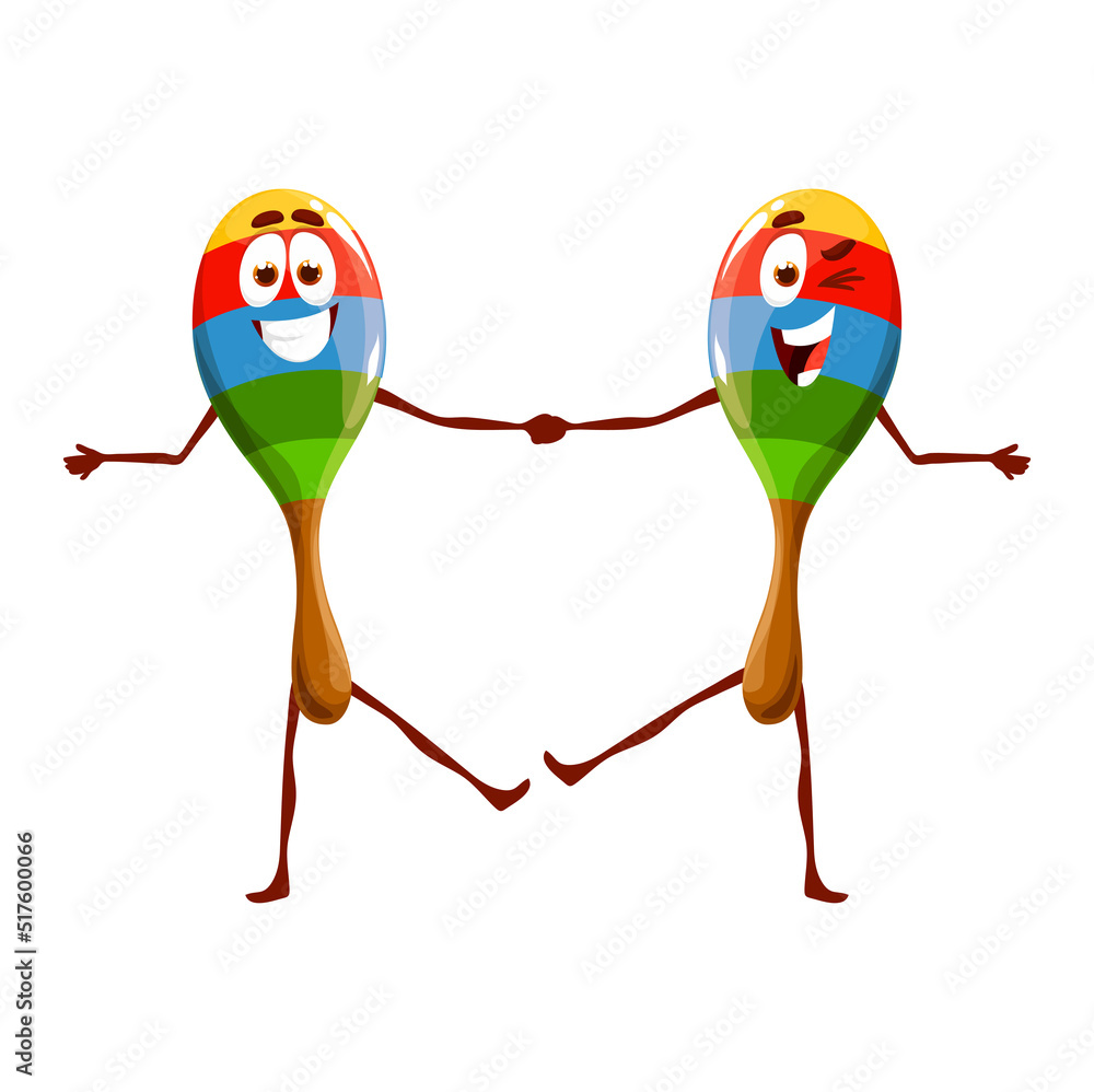 Cartoon maracas twins characters, isolated vector mexican musical ...