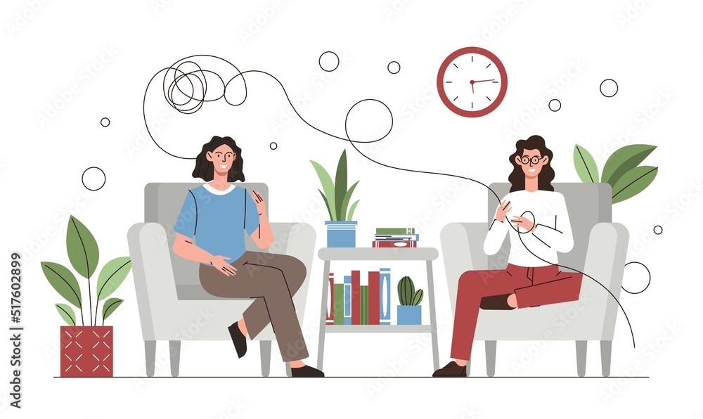 Speech therapy concept. Girl tells psychologist about problems and ...