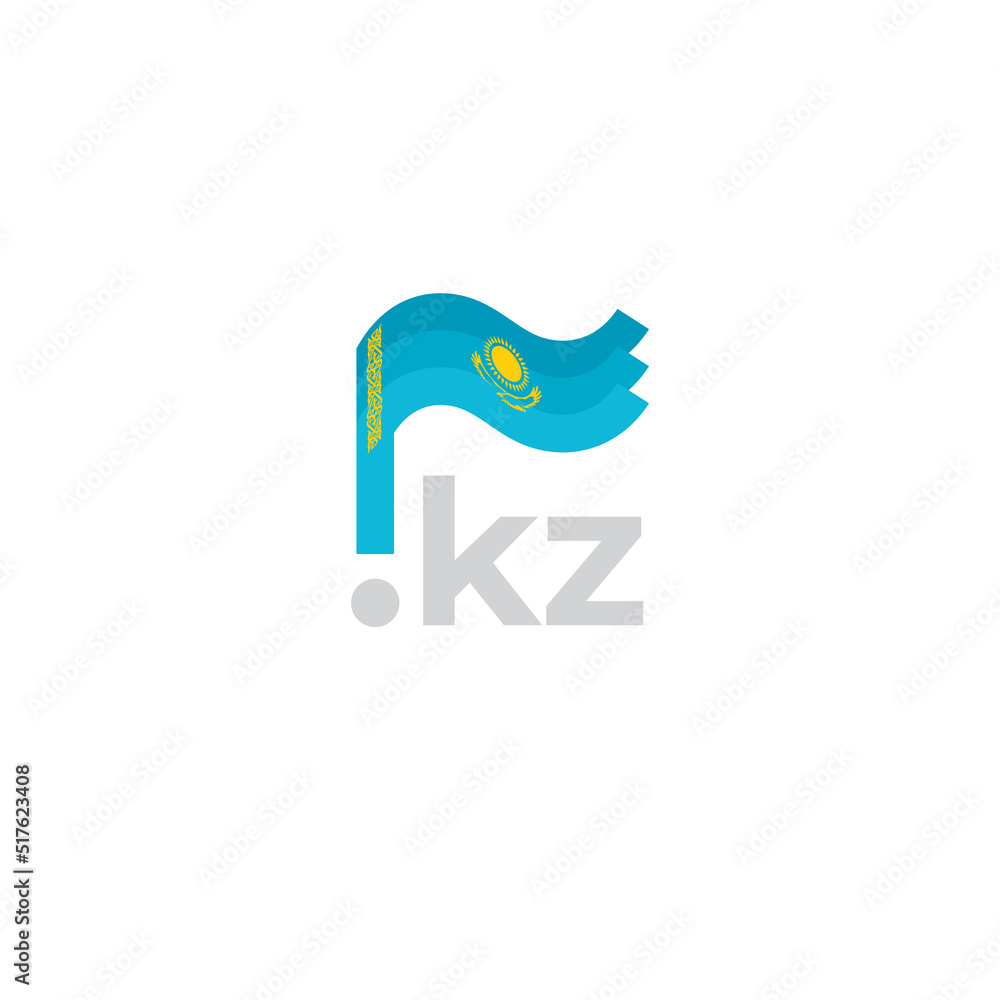 Kazakhstan flag icon. Original simple design of the kazakh flag, map ...