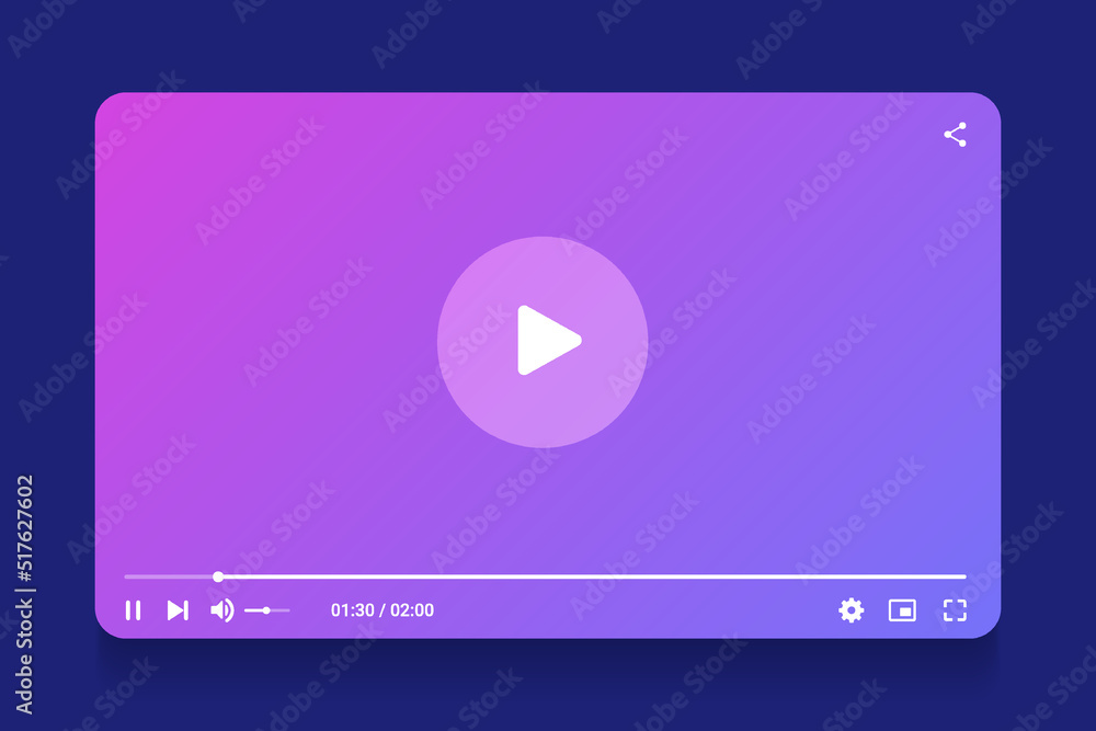 Video player interface isolated on white background. Video streaming ...