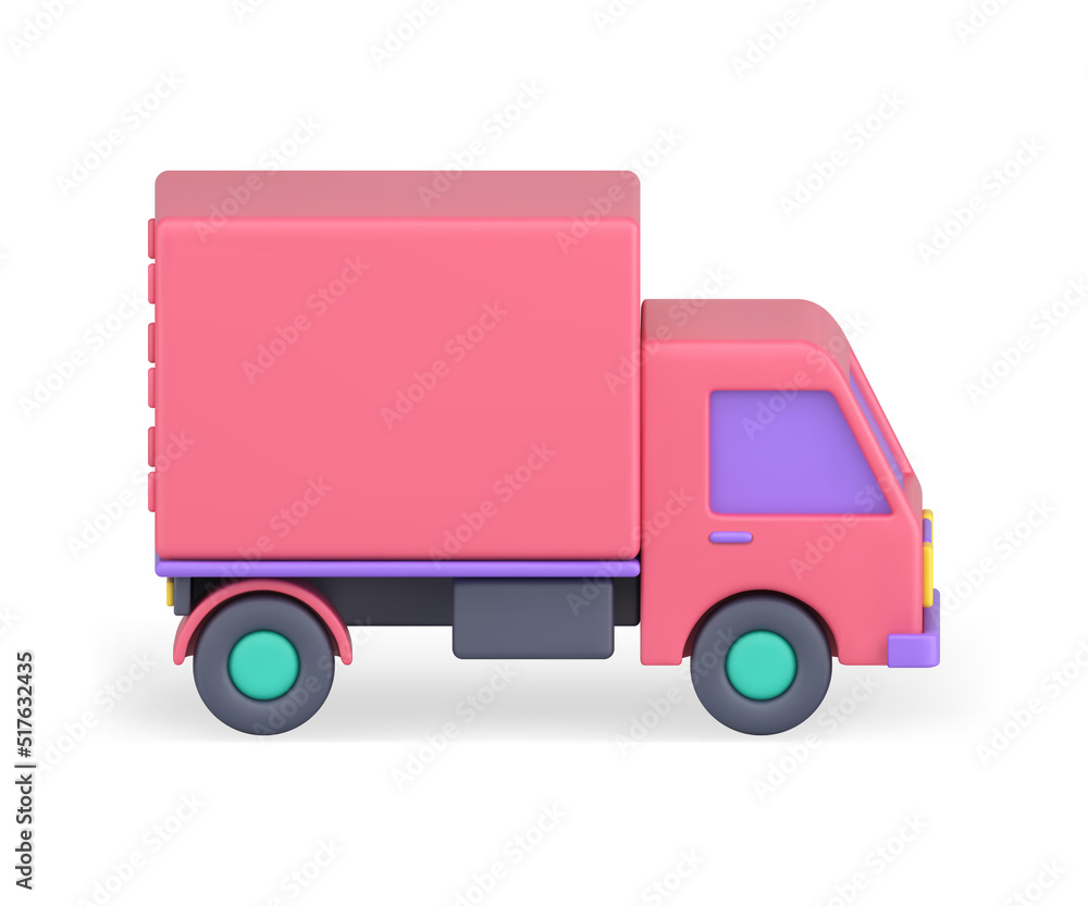 Pink commercial truck cargo delivery business transportation side view ...
