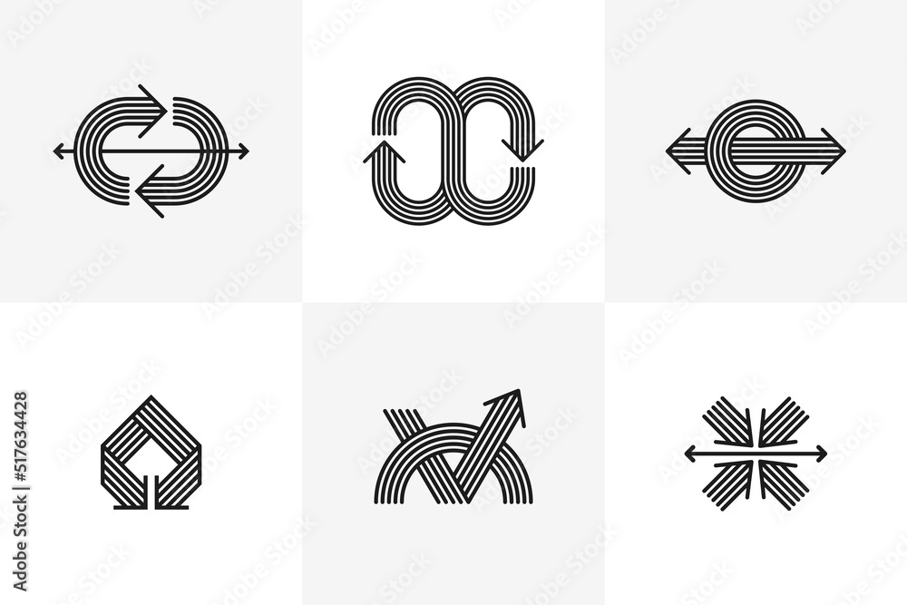 Concept arrows vector logos set isolated, double arrows symbol ...