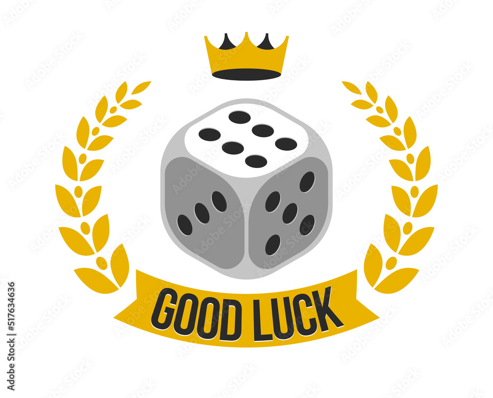 Good luck wishes poster with dice showing best number six vector ...
