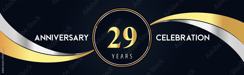 29 years anniversary celebration logo design with gold and silver ...