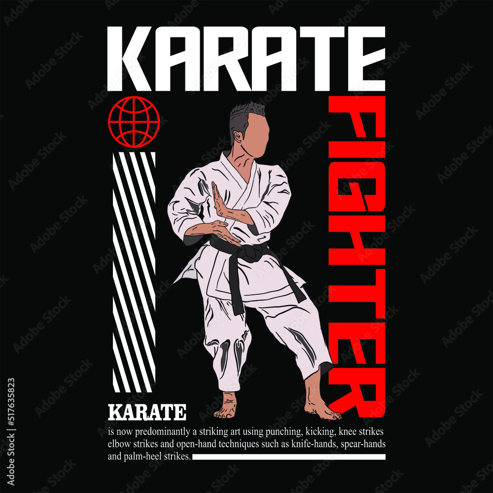modern design karate pose with streetwear style vector Stock Vector ...