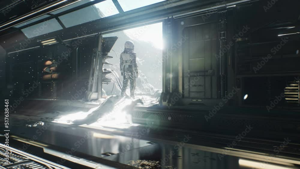 An astronaut from a wrecked ship explores the surroundings of a new ...