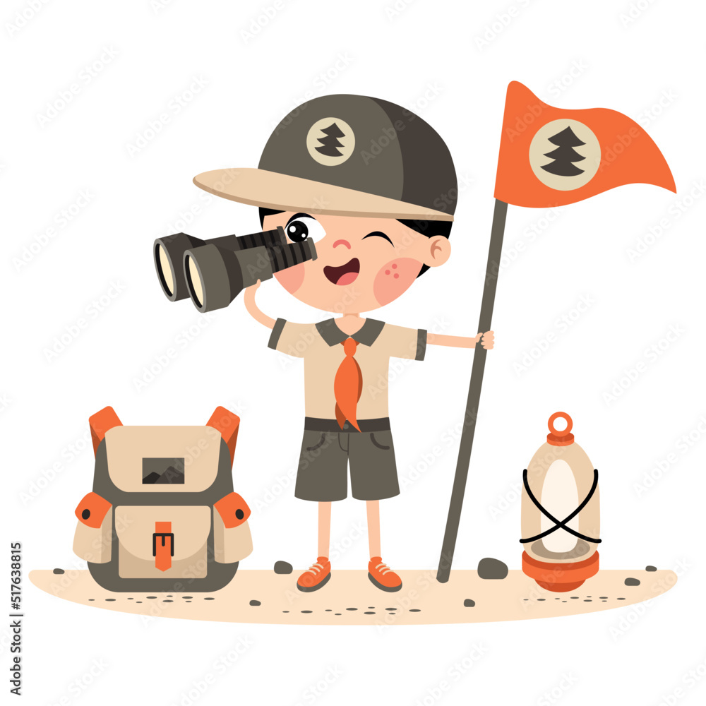 Cartoon Illustration Of Little Scout Stock Vector | Adobe Stock