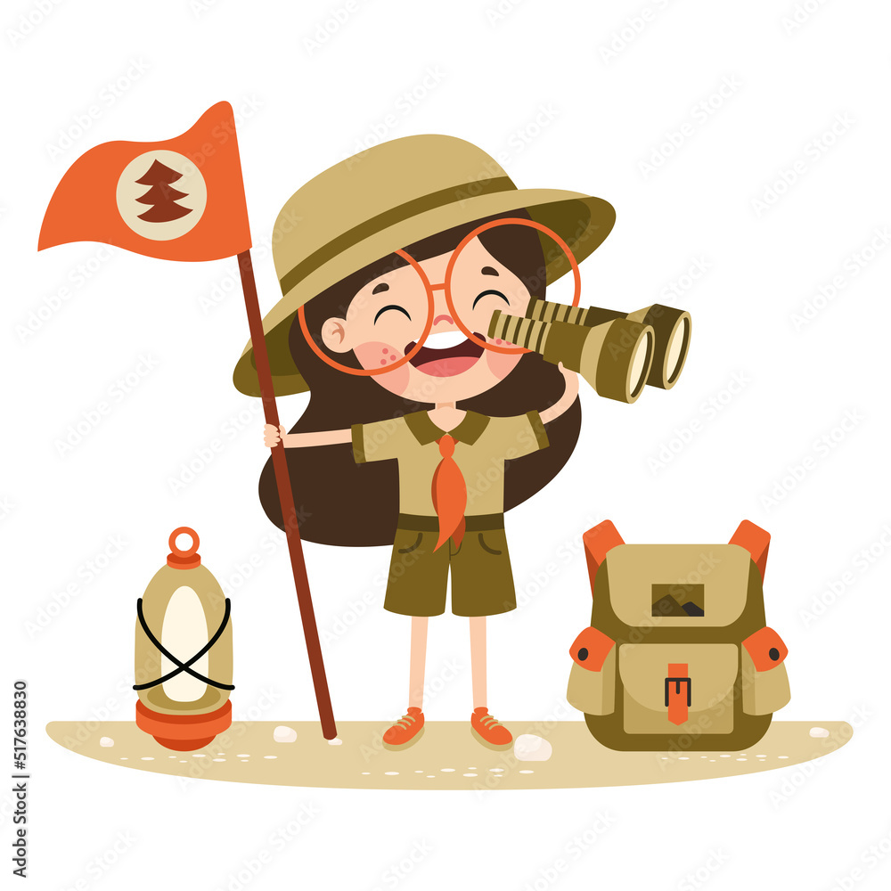 Cartoon Illustration Of Little Scout Stock Vector | Adobe Stock