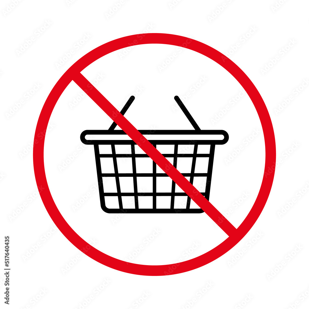 Forbidden Shop Basket Supermarket Pictogram. Prohibit Grocery Store Buy ...