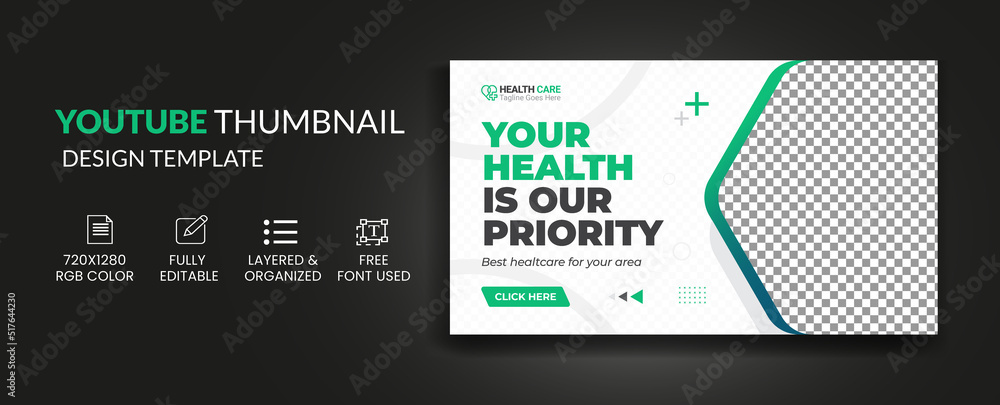 Medical Healthcare YouTube Thumbnail Template Stock Vector | Adobe Stock