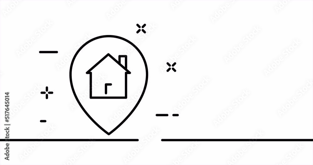 Home location. Pointer with a house. Map, destination, go, move, place ...