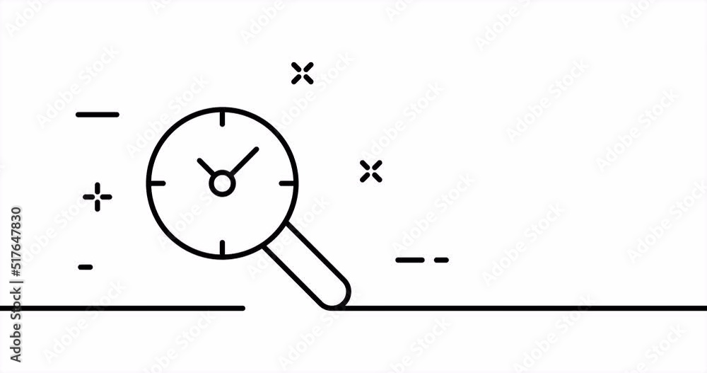 Magnifier with clock. Work, time management, search, recearch, keep ...