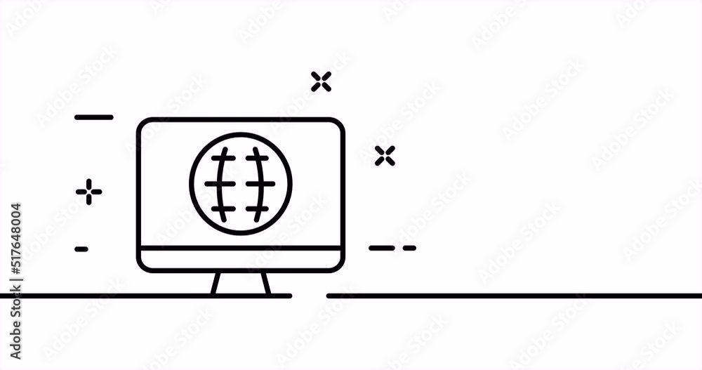 Computer monitor with globe. Internet connection, online, remote work ...