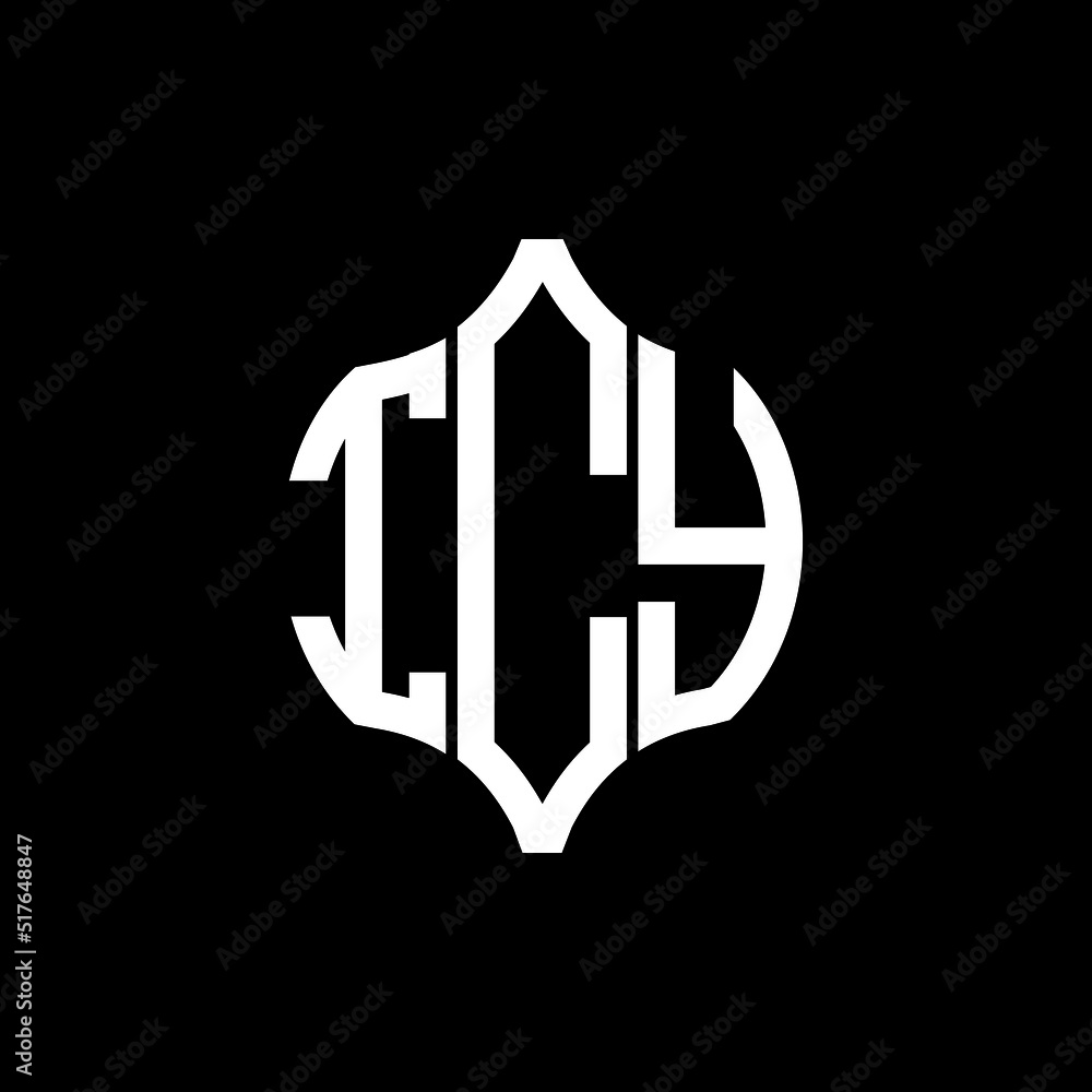ICY letter logo. ICY best black background vector image. ICY Monogram ...