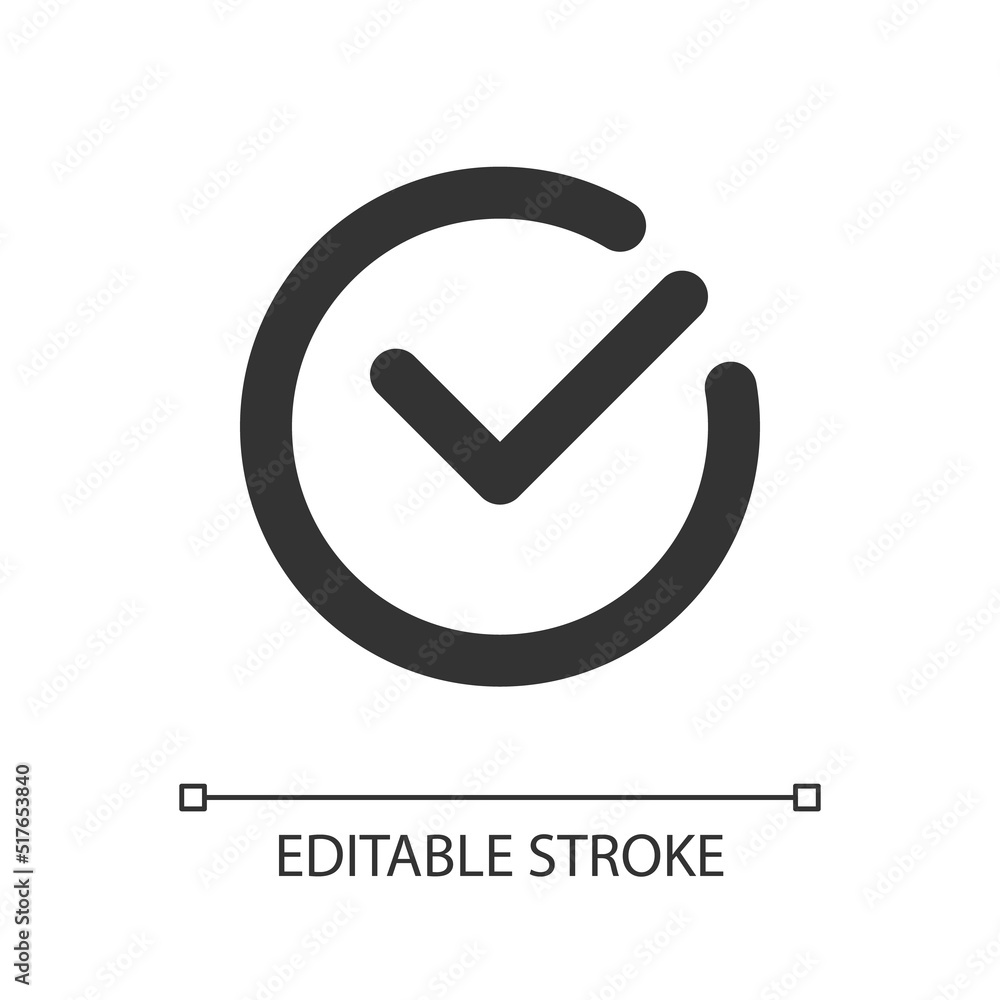 Accept button pixel perfect linear ui icon. Approve changes. Toolbar control element. GUI, UX ...