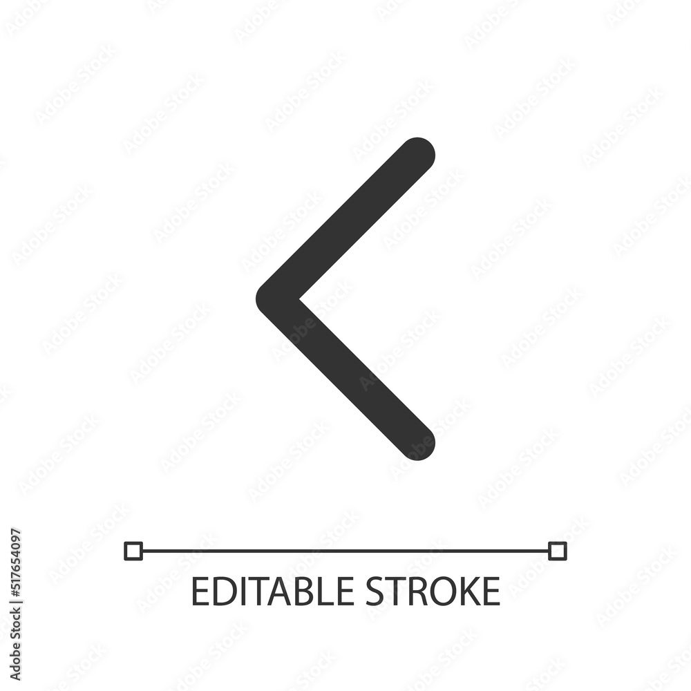 Left arrow pixel perfect linear ui icon. Navigation direction. Pointing sign. Mathematics. GUI ...