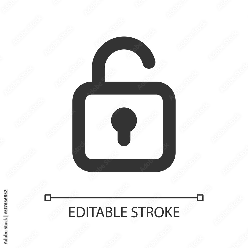 Unlocked padlock pixel perfect linear ui icon. Security setting. Folder ... Unlocked padlock pixel perfect linear ui icon. Security setting. Folder ...