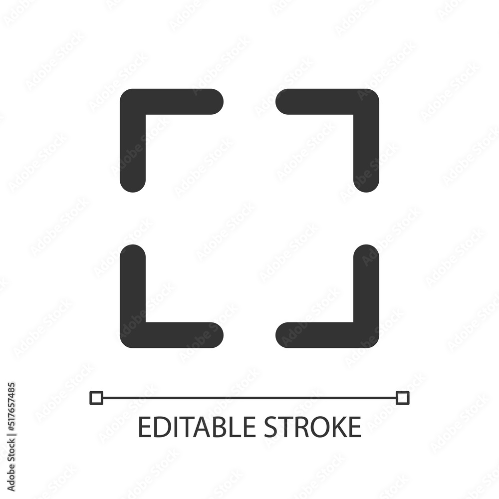 Full screen pixel perfect linear ui icon. Video player bar. Media control. Display resolution ...