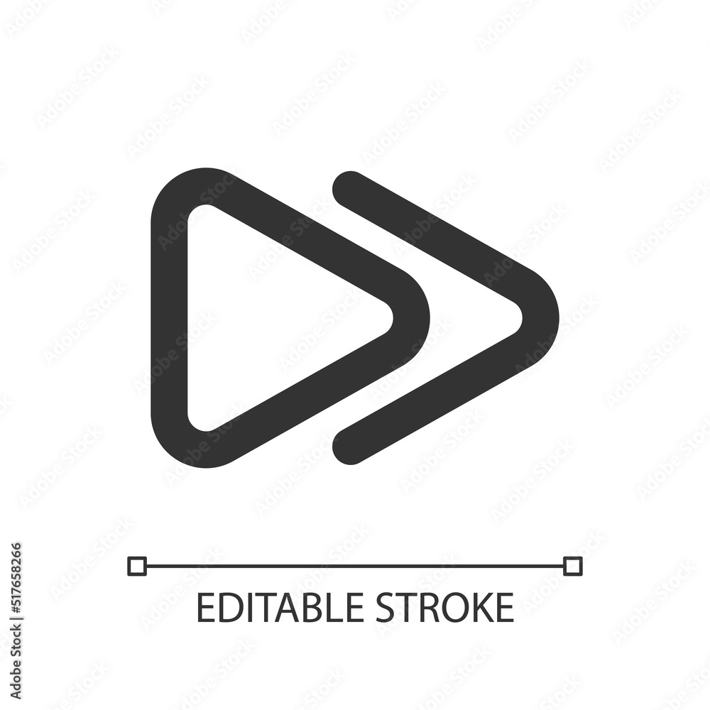 Fast forward button pixel perfect linear ui icon. Music player bar. Switch to next song. GUI, UX ...