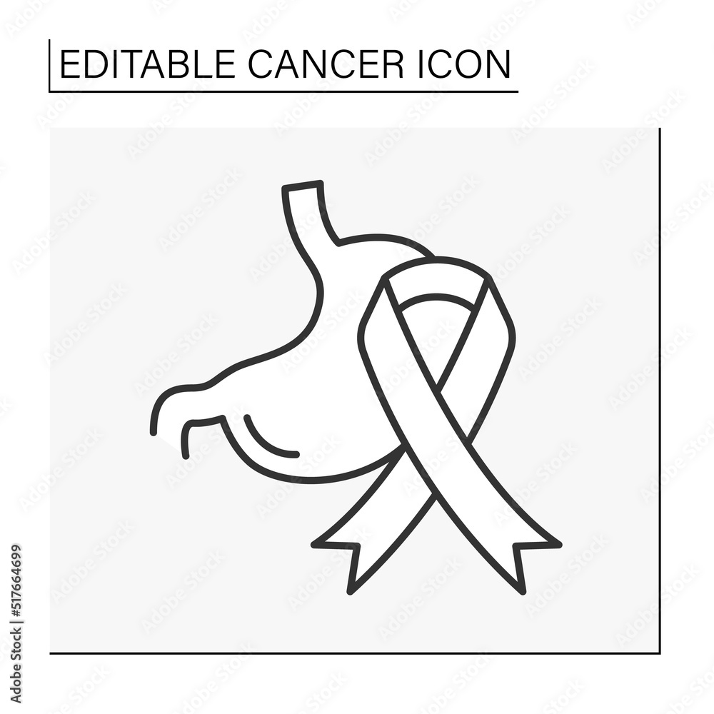 Disease line icon. Gastric cancer. Tumors in stomach. Human internal ...