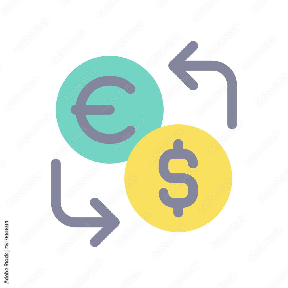 Currency exchange flat color ui icon. Financial operation. Money value ...