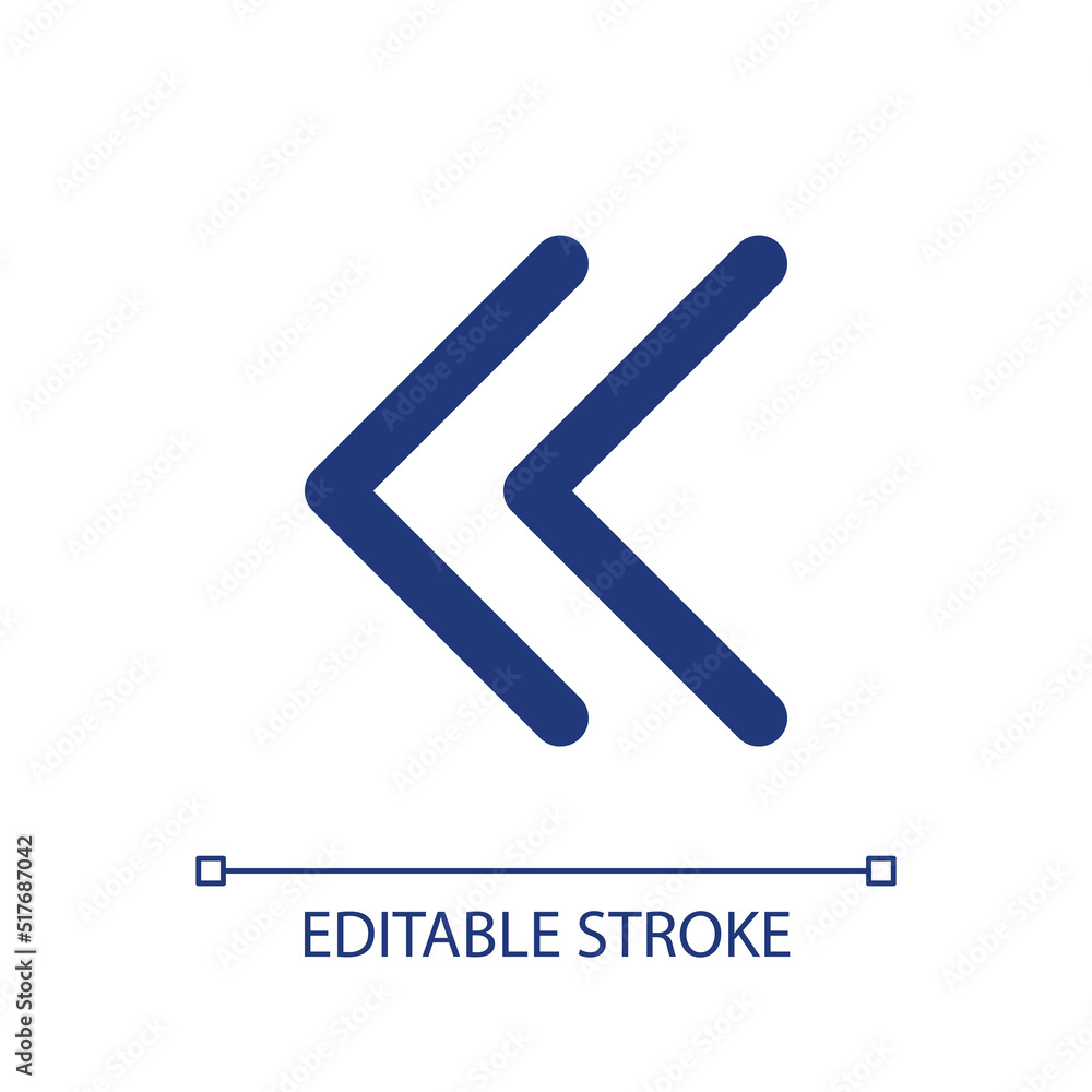 Left double arrow pixel perfect RGB color ui icon. Double chevrons ...