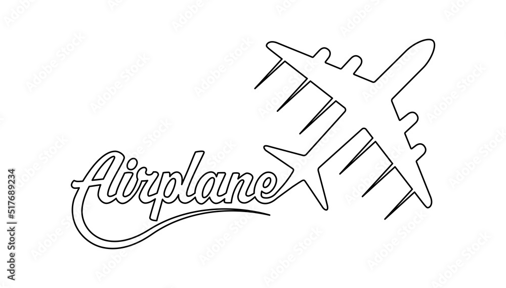 Airplane outline with text vector design. Flight plane icon ...