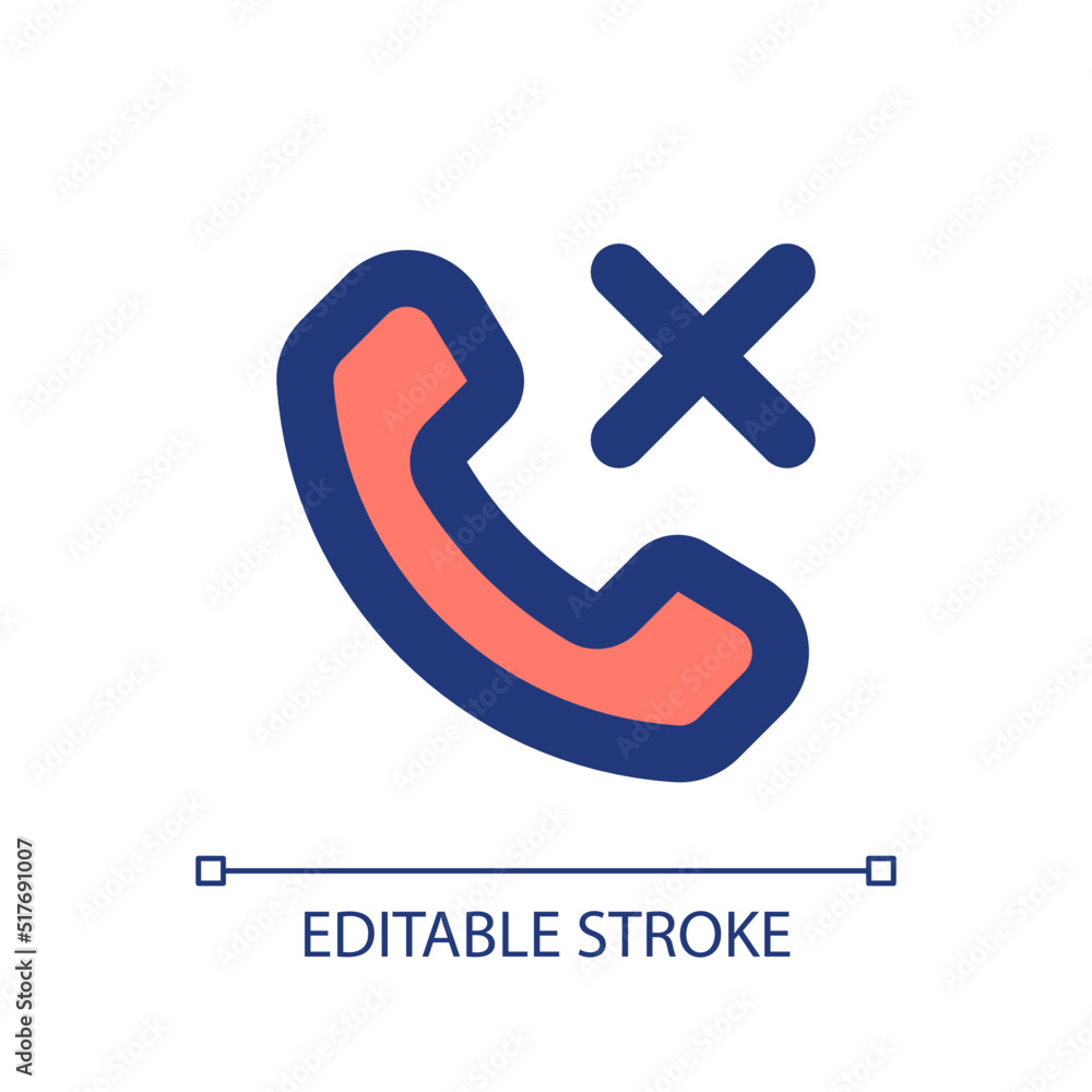 Decline phone call pixel perfect RGB color ui icon. Reject feature ...