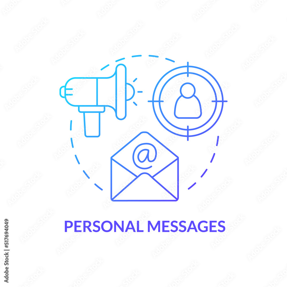 Personal messages blue gradient concept icon. Target customers ...