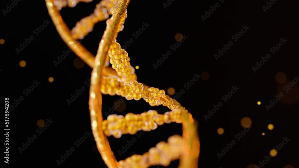 Abstract Gold DNA molecule from particles. Designed in Premium Lineage ...