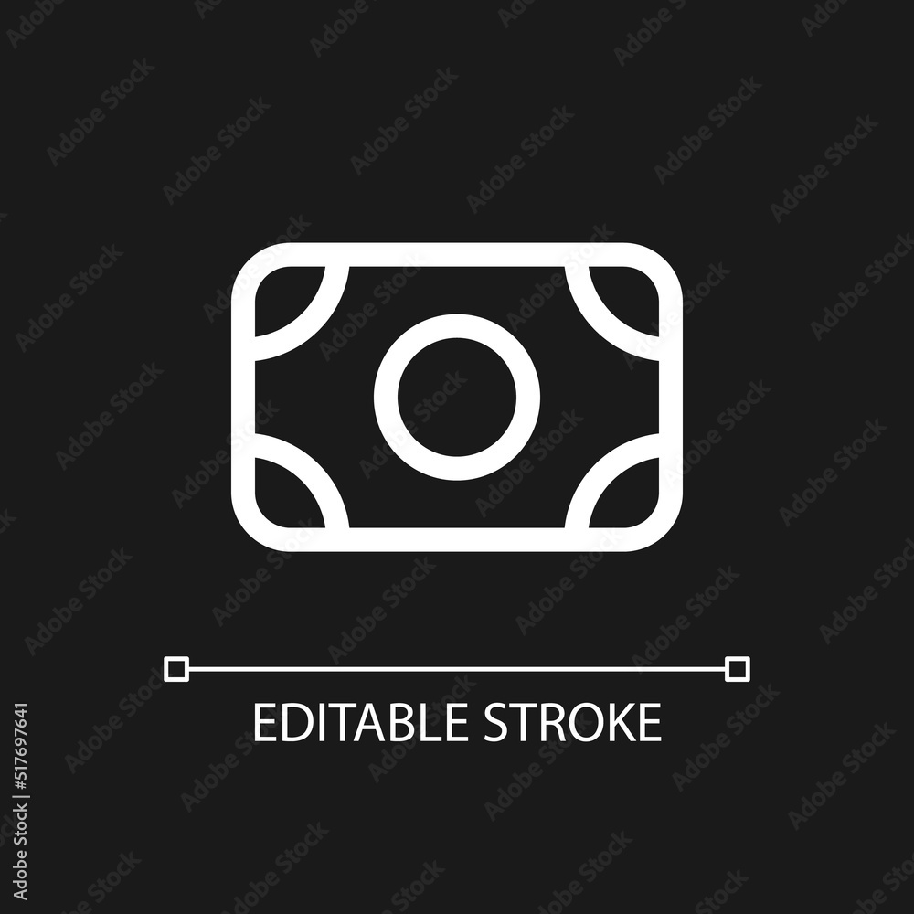 Banknote pixel perfect white linear ui icon for dark theme. Financial ...