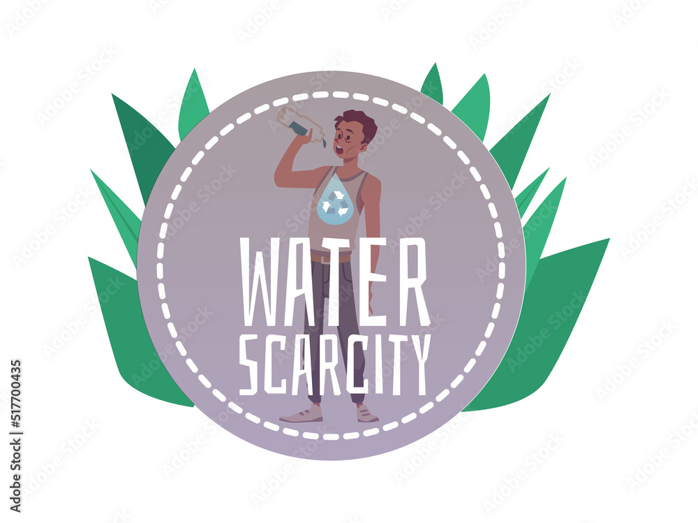 Water scarcity banner or symbol, flat vector illustration isolated on ...
